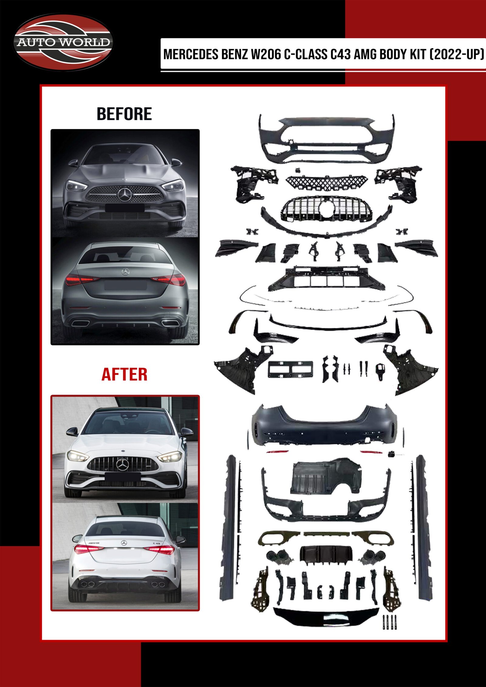 MERCEDES-BENZ W206 C-CLASS C43 AMG BODY KIT (2022+) – Auto World