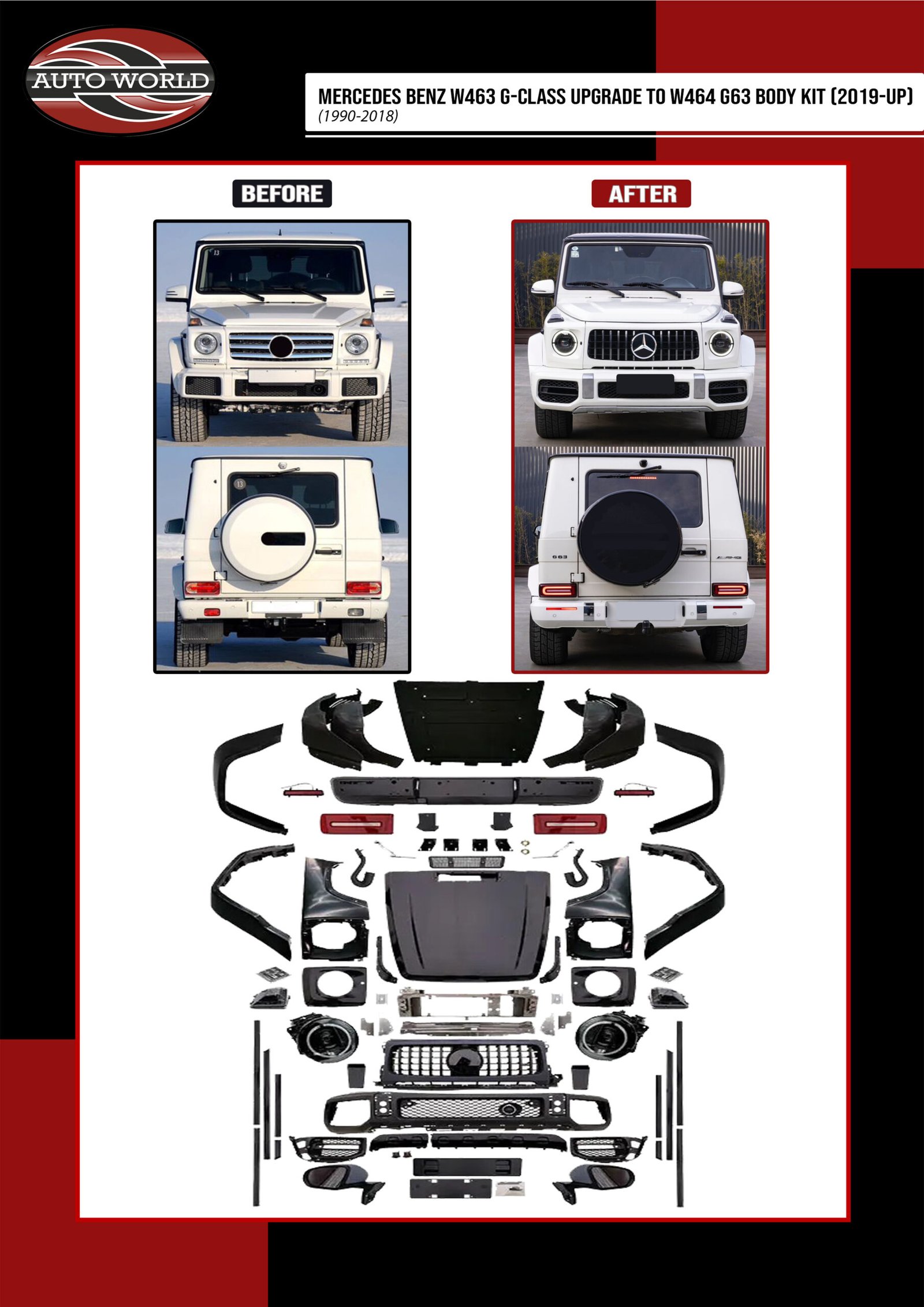 MERCEDES-BENZ W463 G-CLASS UPGRADE TO W464 G63 BODY KIT (2019+) – Auto ...