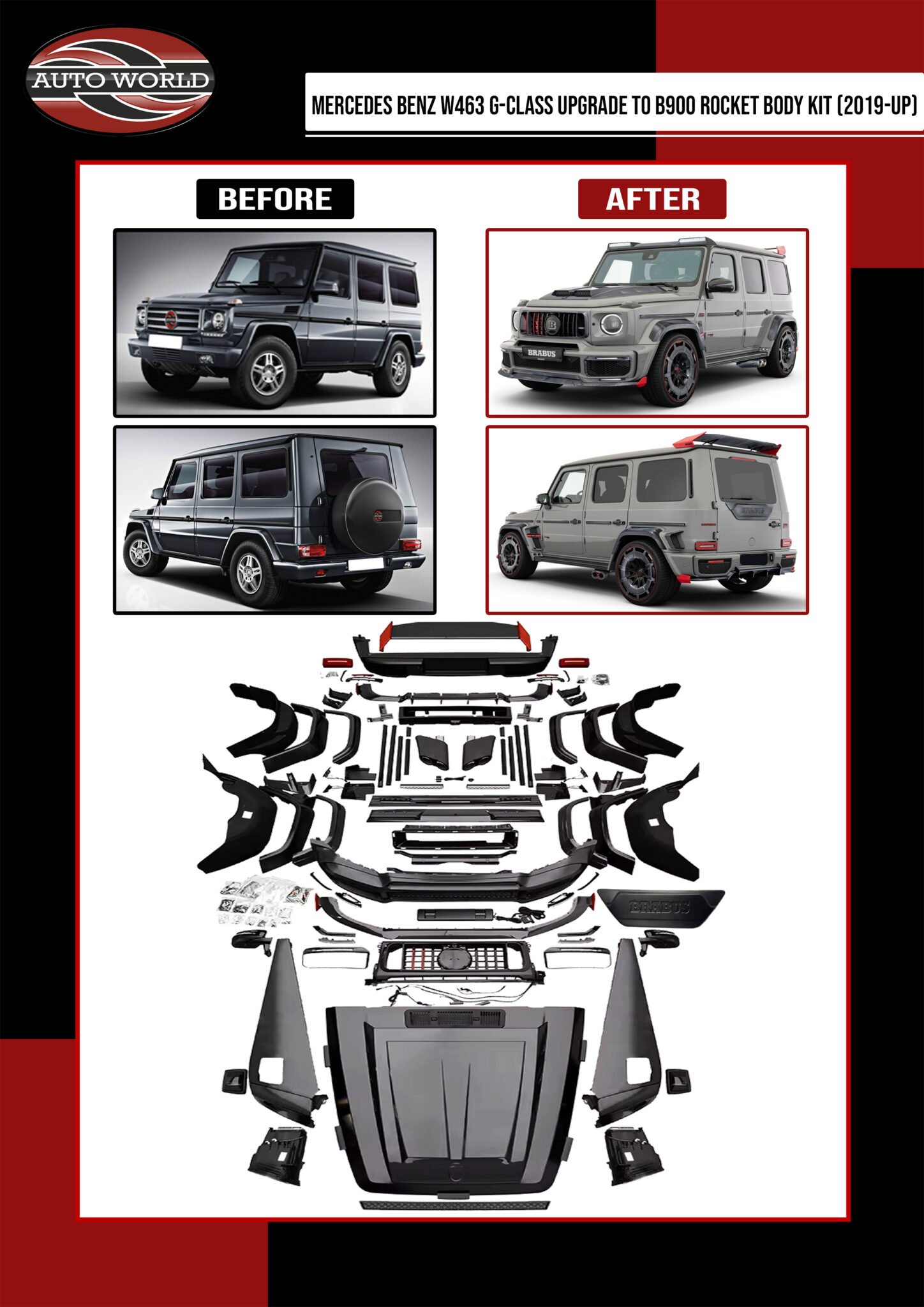 MERCEDES-BENZ W463 G-CLASS UPGRADE TO B900 ROCKET BODY KIT (2019 ...