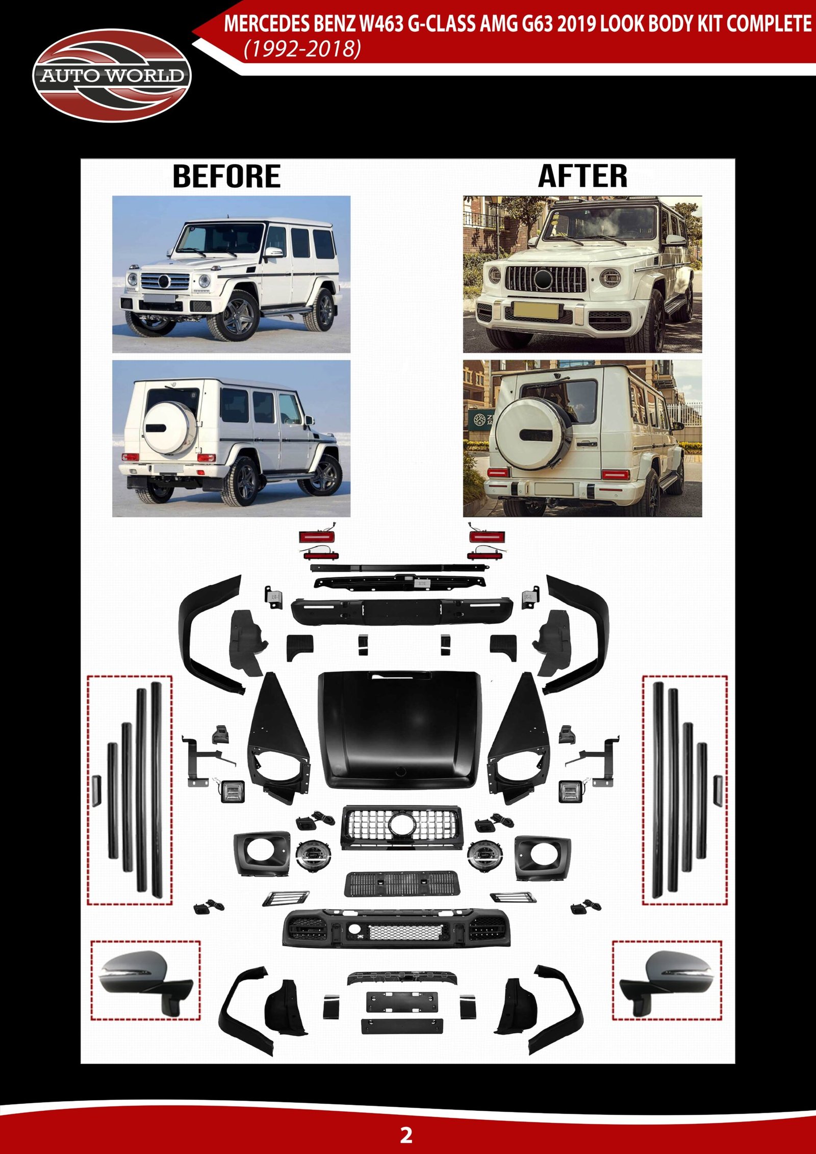 MERCEDES-BENZ W463 G-CLASS UPGRADE TO G63 AMG 2019 LOOK BODY KIT (1992 ...