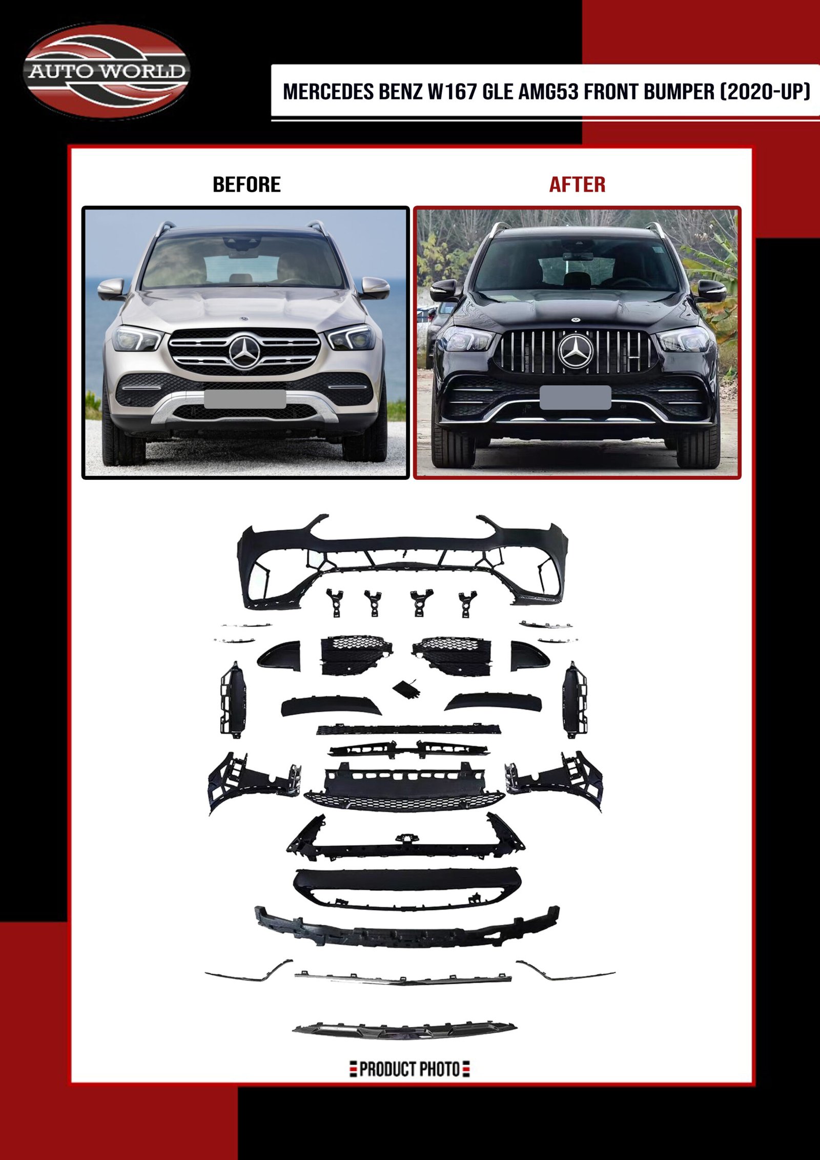 MERCEDES-BENZ W167 GLE-CLASS AMG53 FRONT BUMPER (2020+) – Auto World