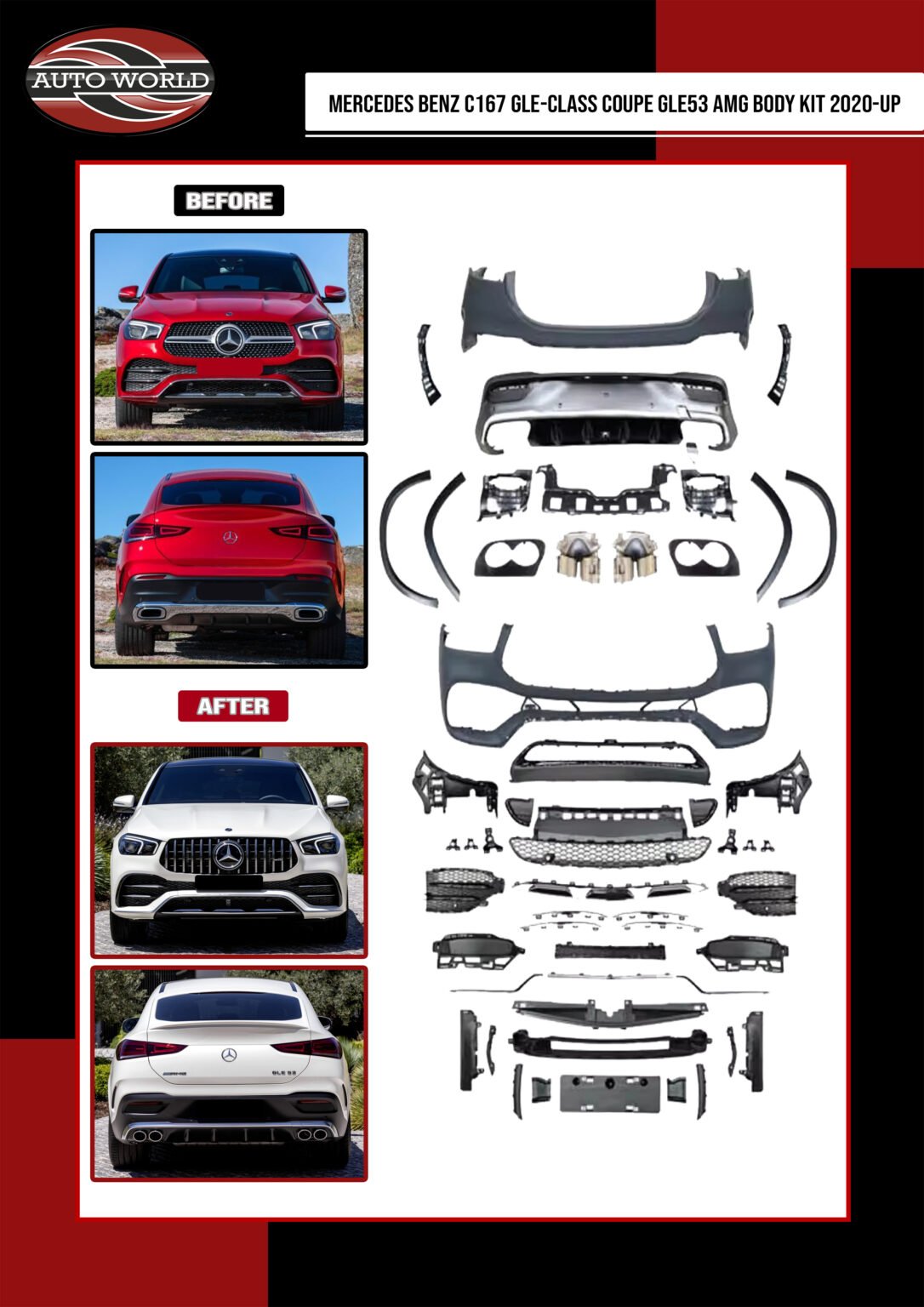 MERCEDES-BENZ C167 GLE-CLASS COUPE GLE53 AMG BODY KIT (2020+) – Auto World