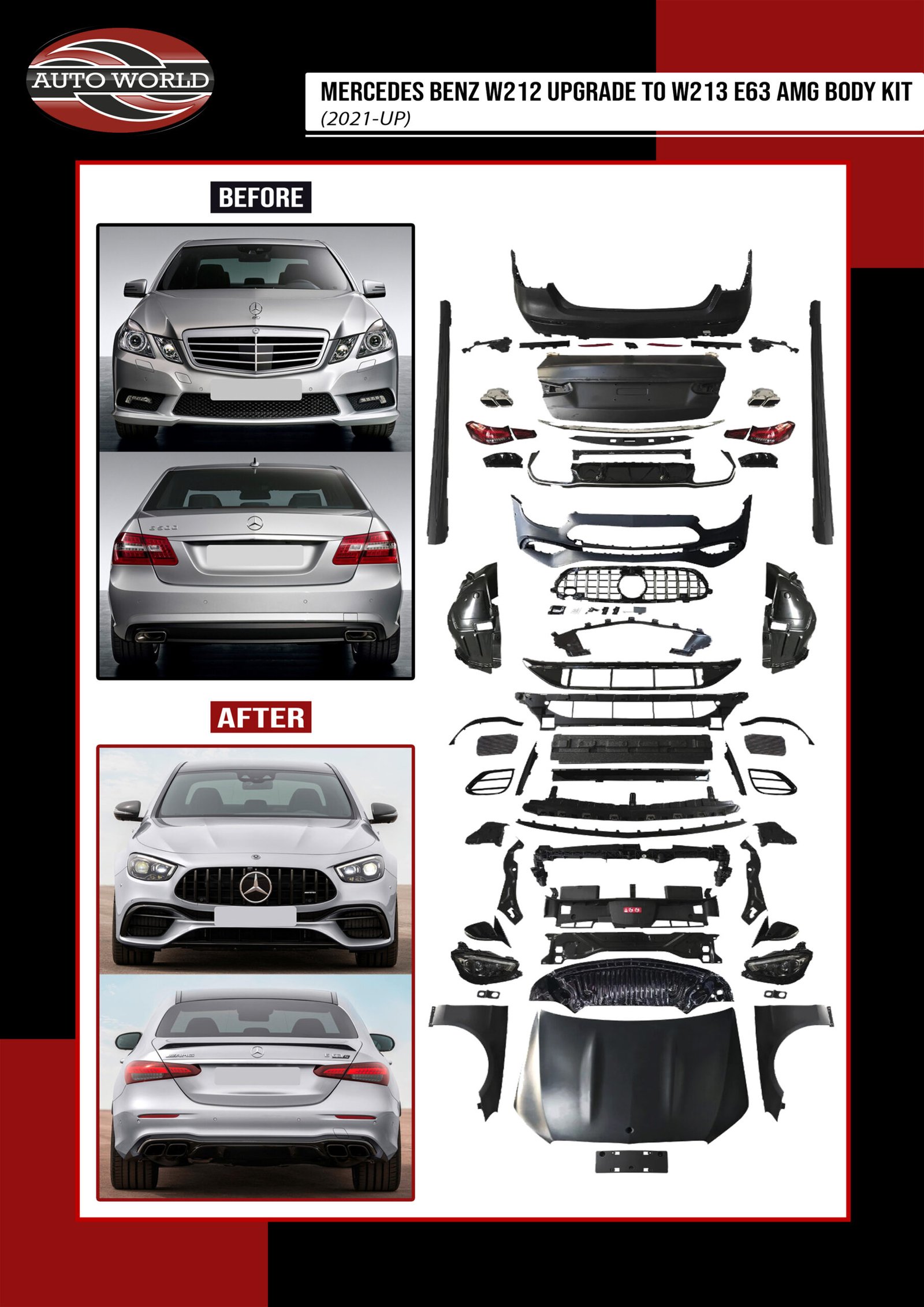 MERCEDES-BENZ W212 UPGRADE TO W213 E63 AMG BODY KIT (2021+) – Auto World