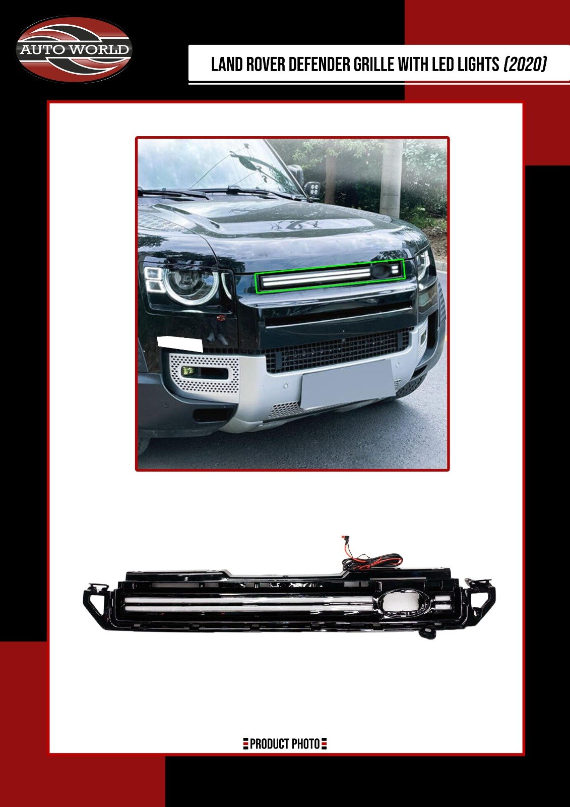 LAND ROVER DEFENDER GRILLE WITH LED LIGHTS (2020+) – Auto World