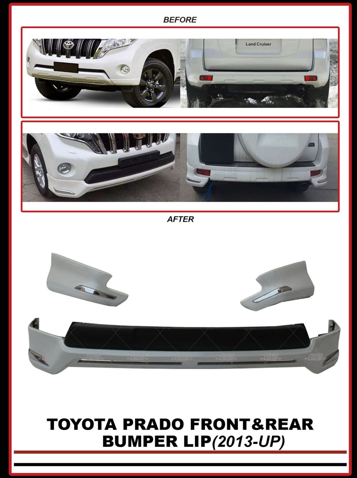 TOYOTA LAND CRUISER PRADO FRONT & REAR BUMPER LIP (2013+) – Auto World