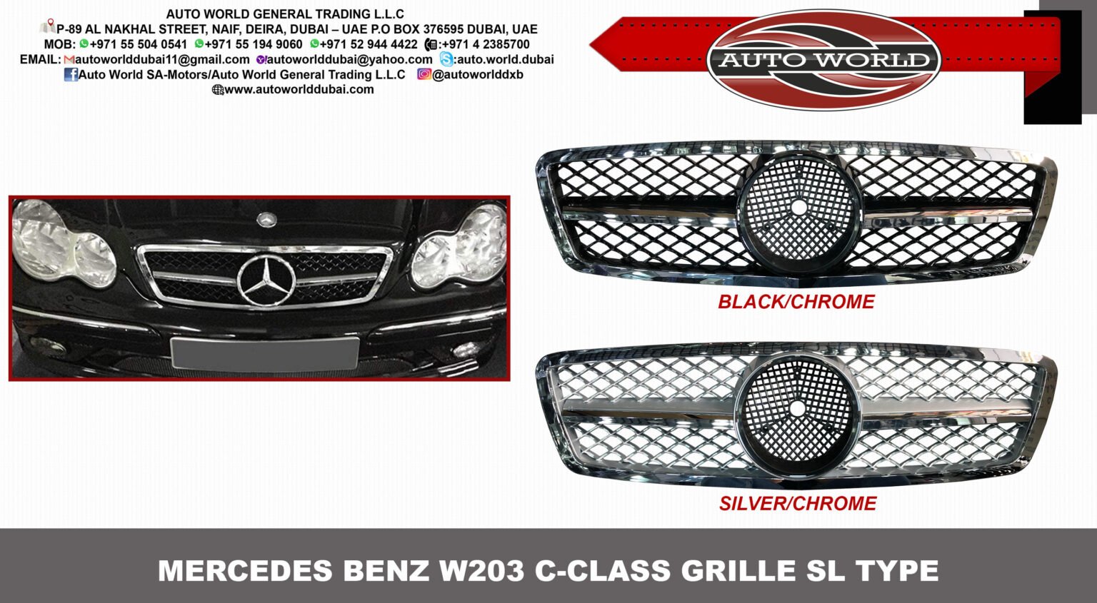 MERCEDES-BENZ W203 C-CLASS GRILLE SL TYPE – Auto World