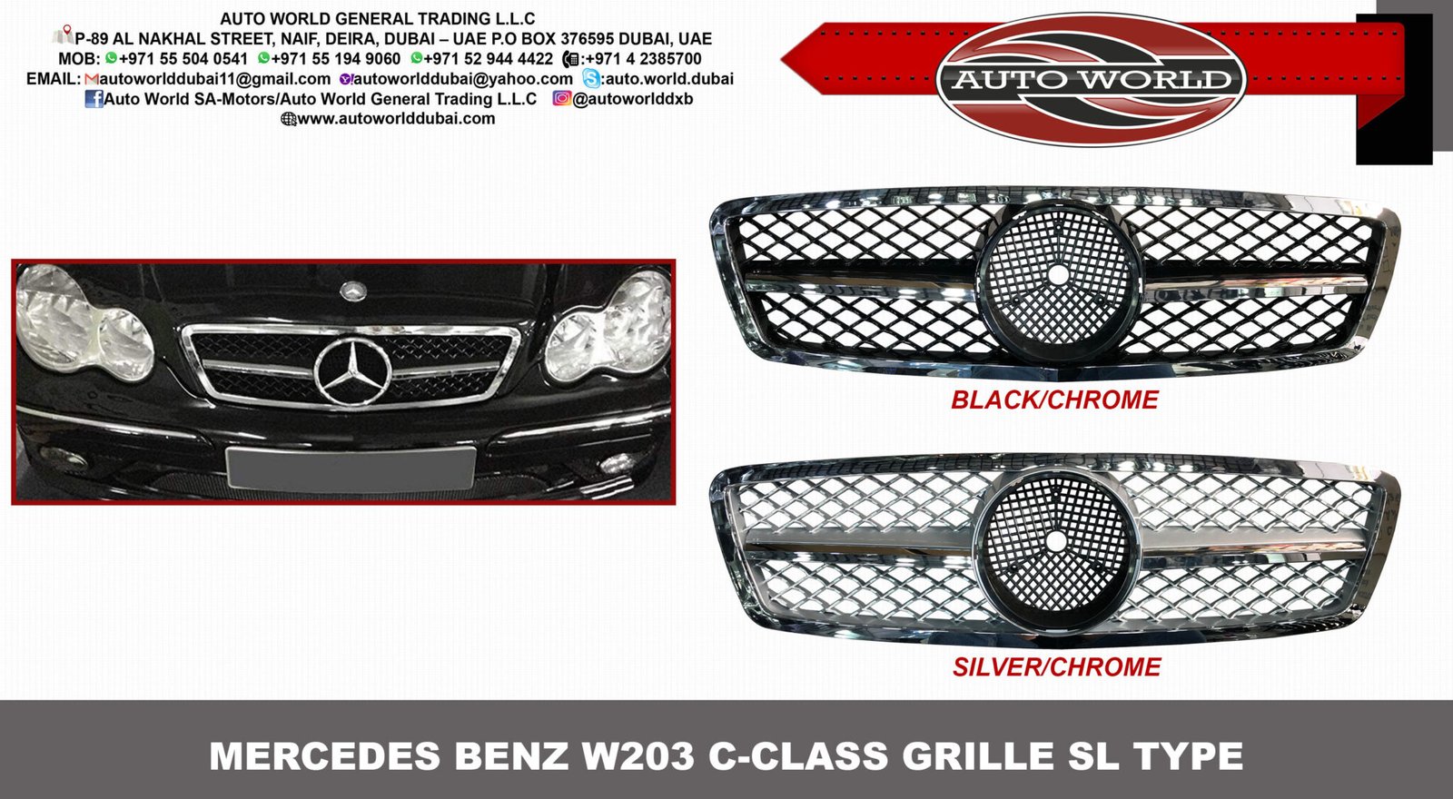 MERCEDES-BENZ W203 C-CLASS GRILLE SL TYPE – Auto World