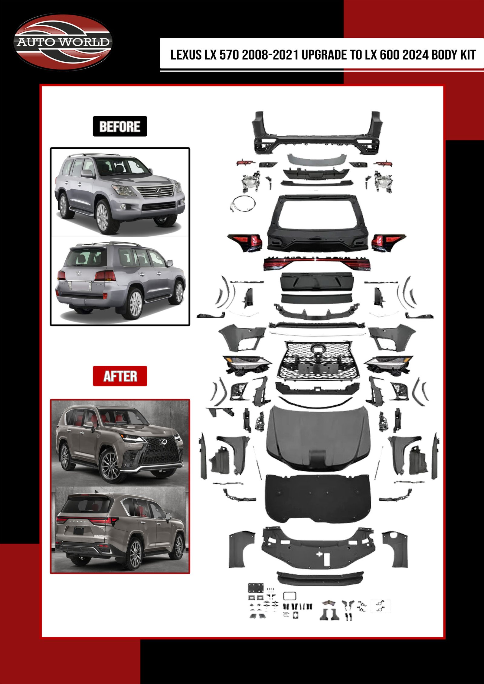 LEXUS LX570 (2008-2021) UPGRADE TO LX 600 BODY KIT (2024) – Auto World