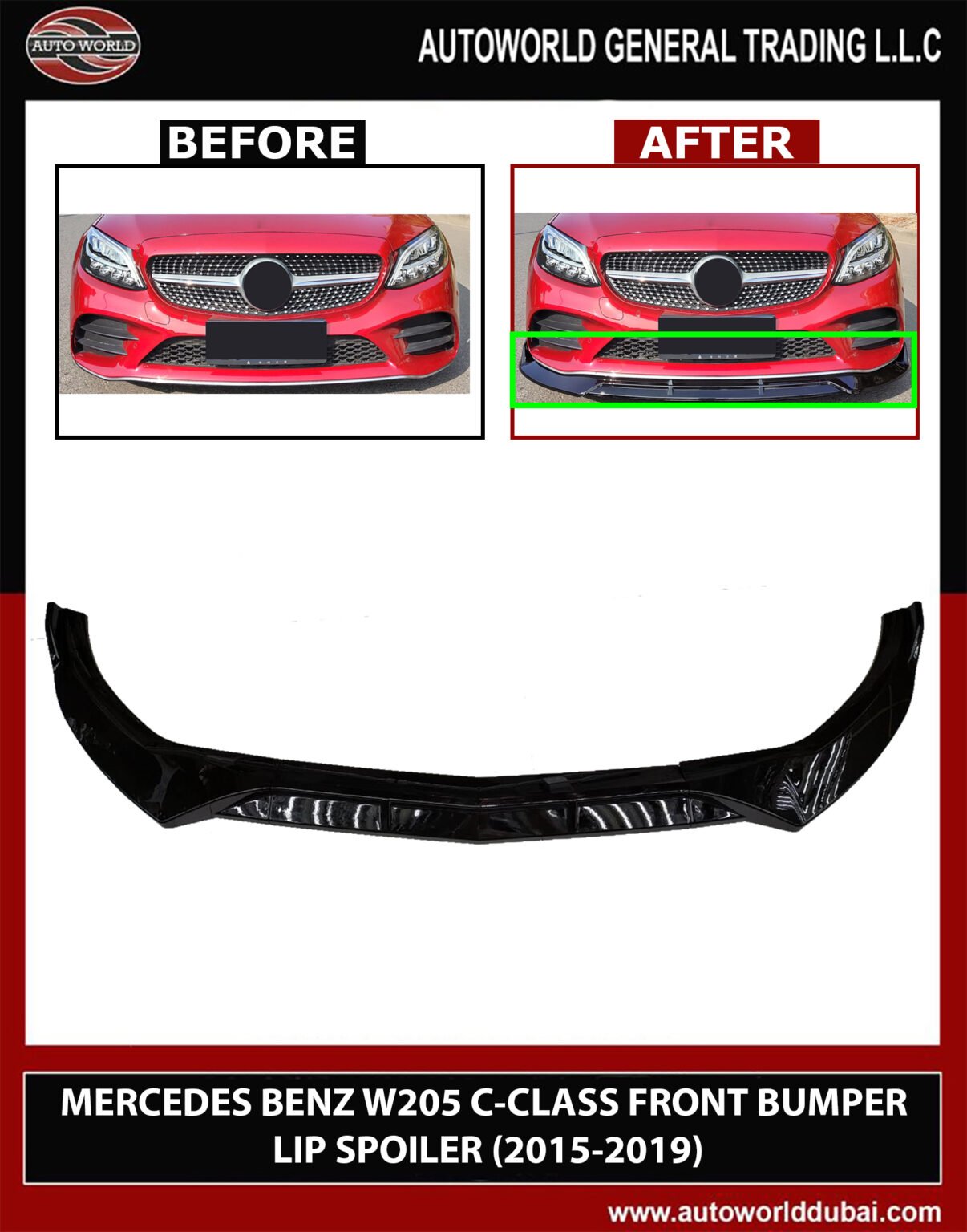 MERCEDES-BENZ C-CLASS W205 FRONT BUMPER LIP SPOILER (2015-2019) – Auto ...