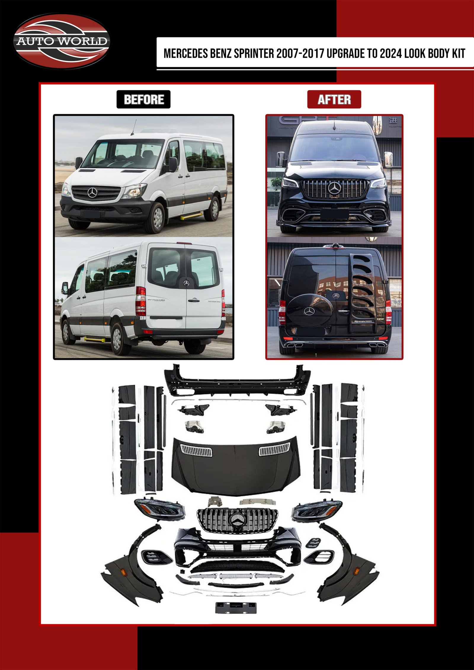 MERCEDES-BENZ SPRINTER W906 (2007-2017) UPGRADE TO LOOK BODYKIT (2024 ...